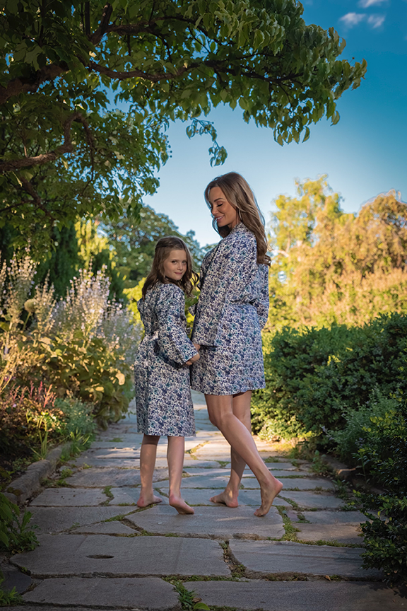 Mommy & Me Veetzie Kimono Robes - Blue&White Liberty Floral – Tessa James